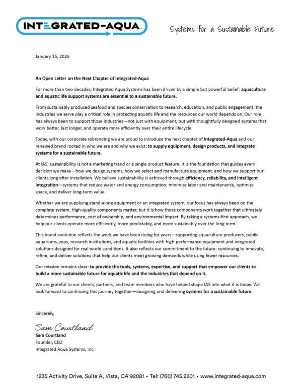 Integrated-Aqua Rebrand Announcement | Letter from CEO Sam Courtland
